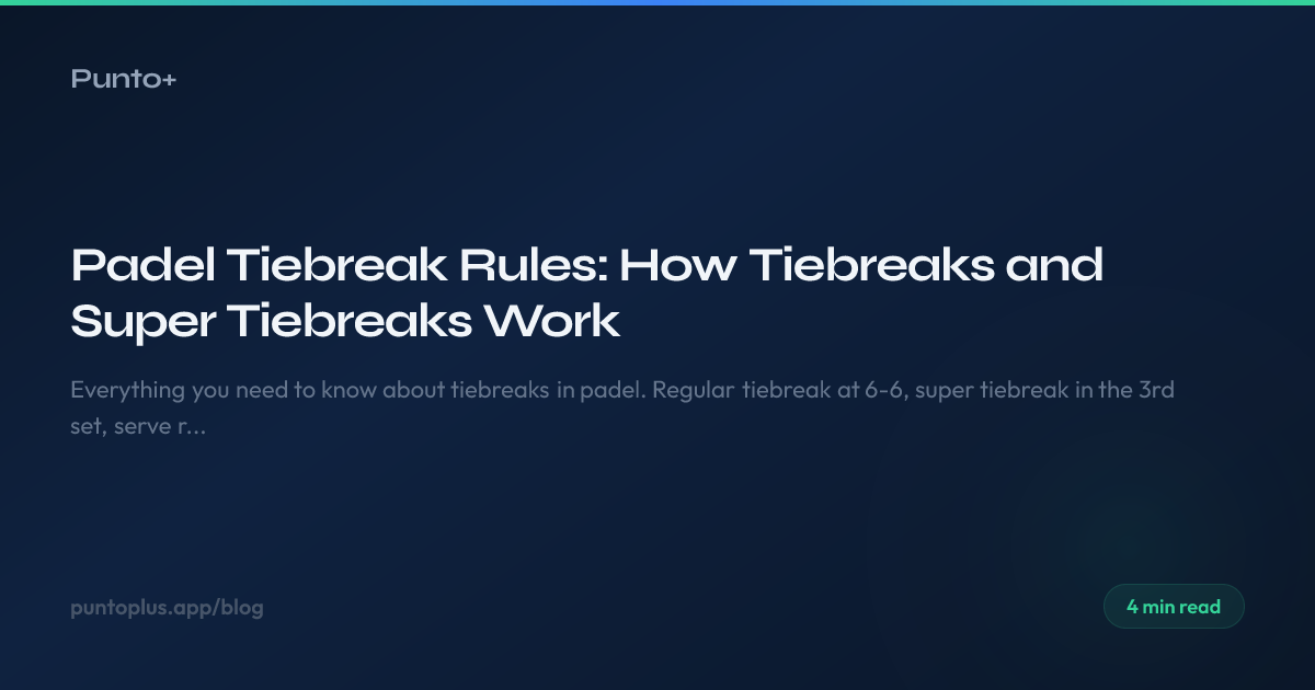 Padel Tiebreak Rules: How Tiebreaks and Super Tiebreaks Work | Punto+
